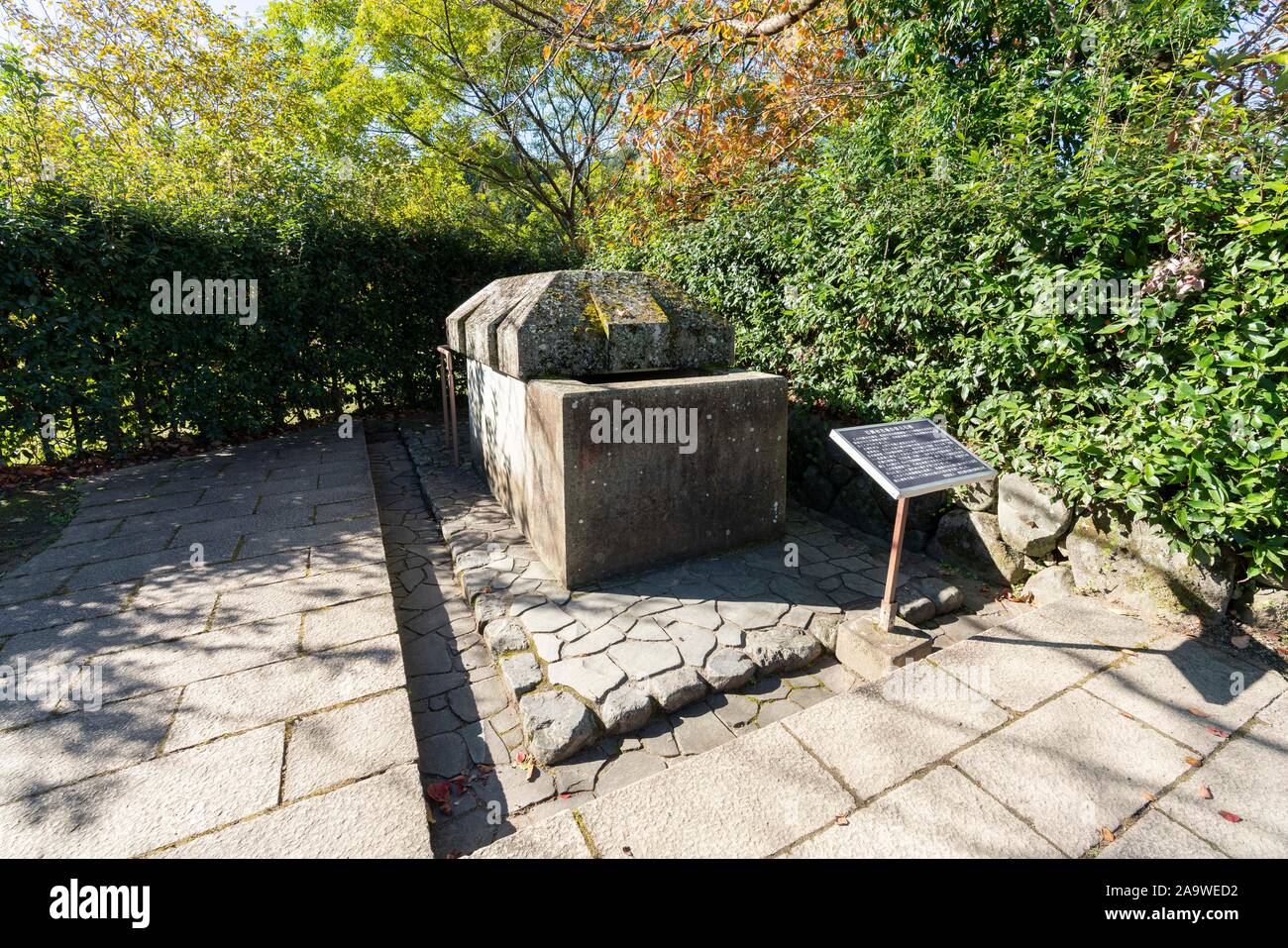 Restored stone coffin of Ishibutai Kofun, Asuka Village, Nara ...