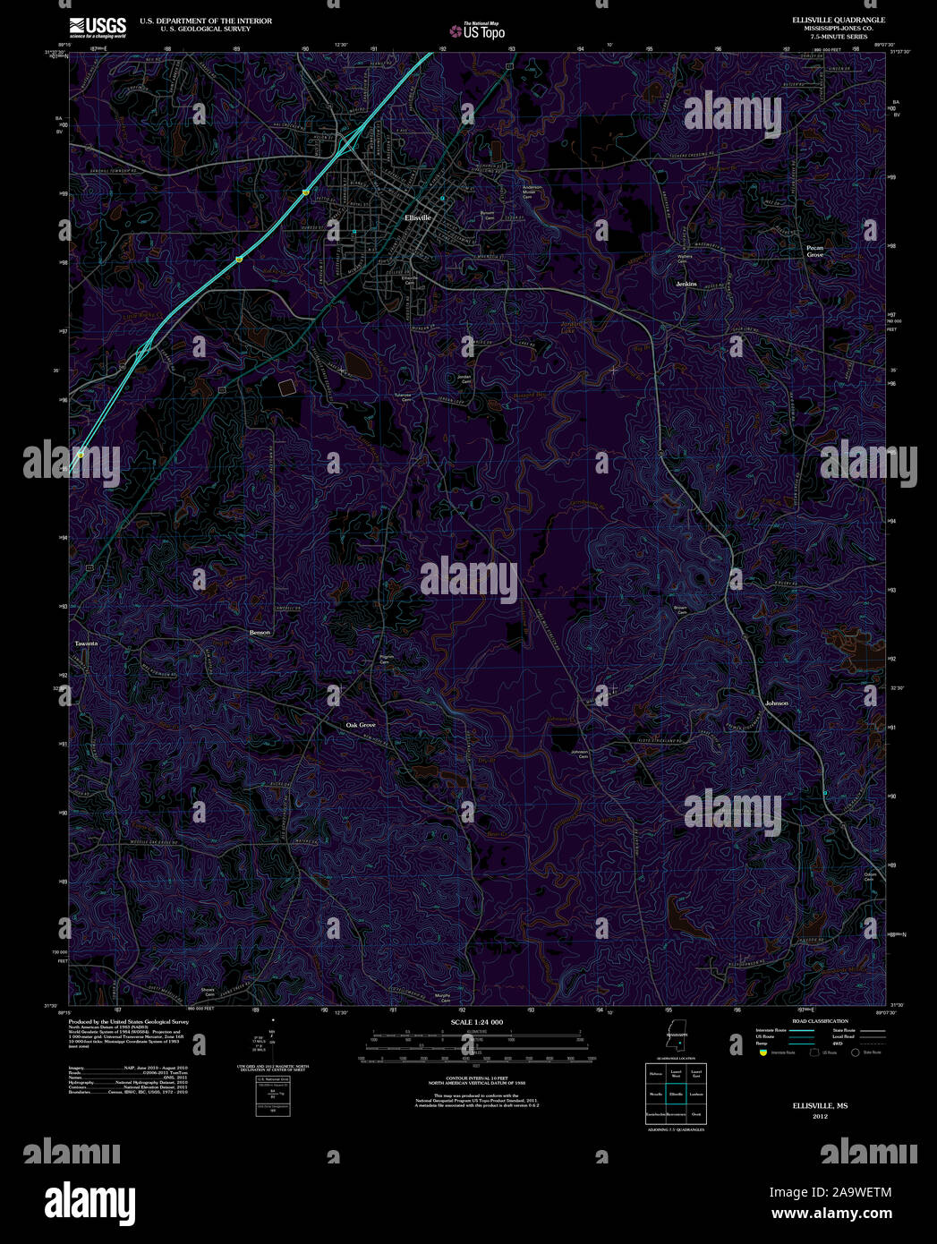 Map of ellisville mississippi hi-res stock photography and images - Alamy