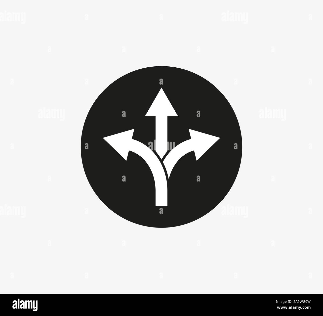 Arrow, three way, direction icon. Vector illustration, flat design ...