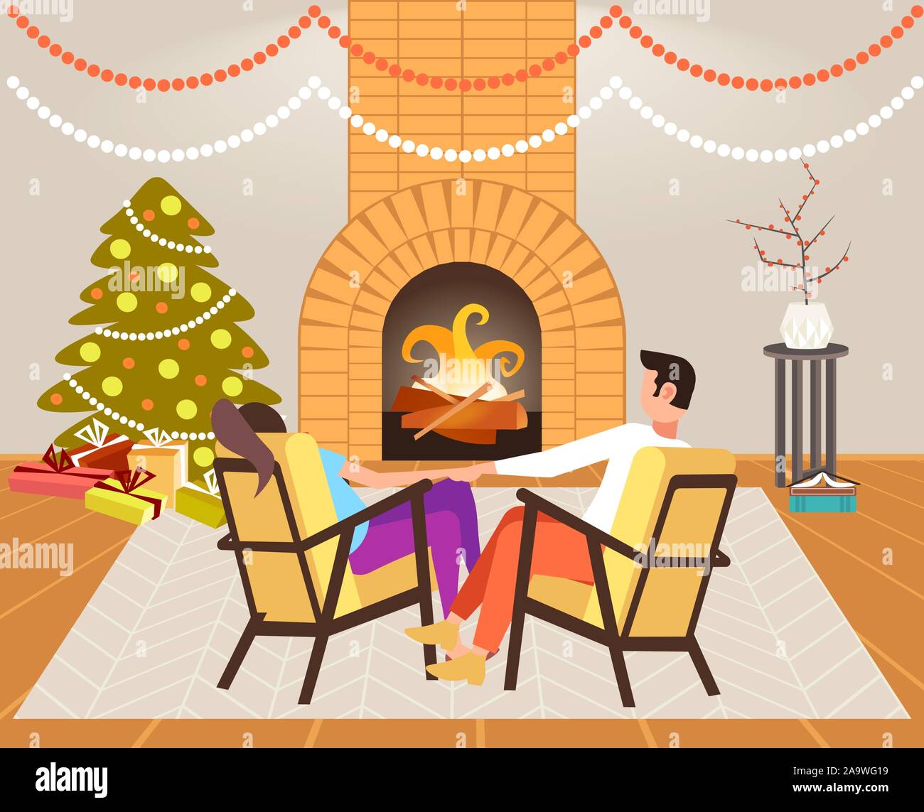 Cheerful new year couple Stock Vector Images - Alamy