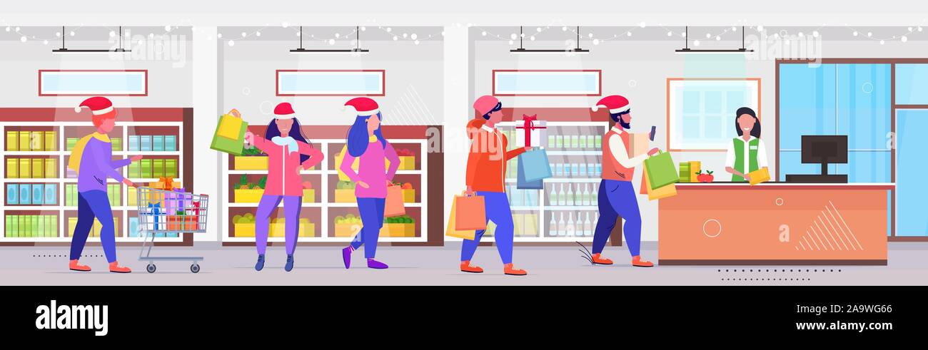 Queue in the winter Stock Vector Images - Alamy