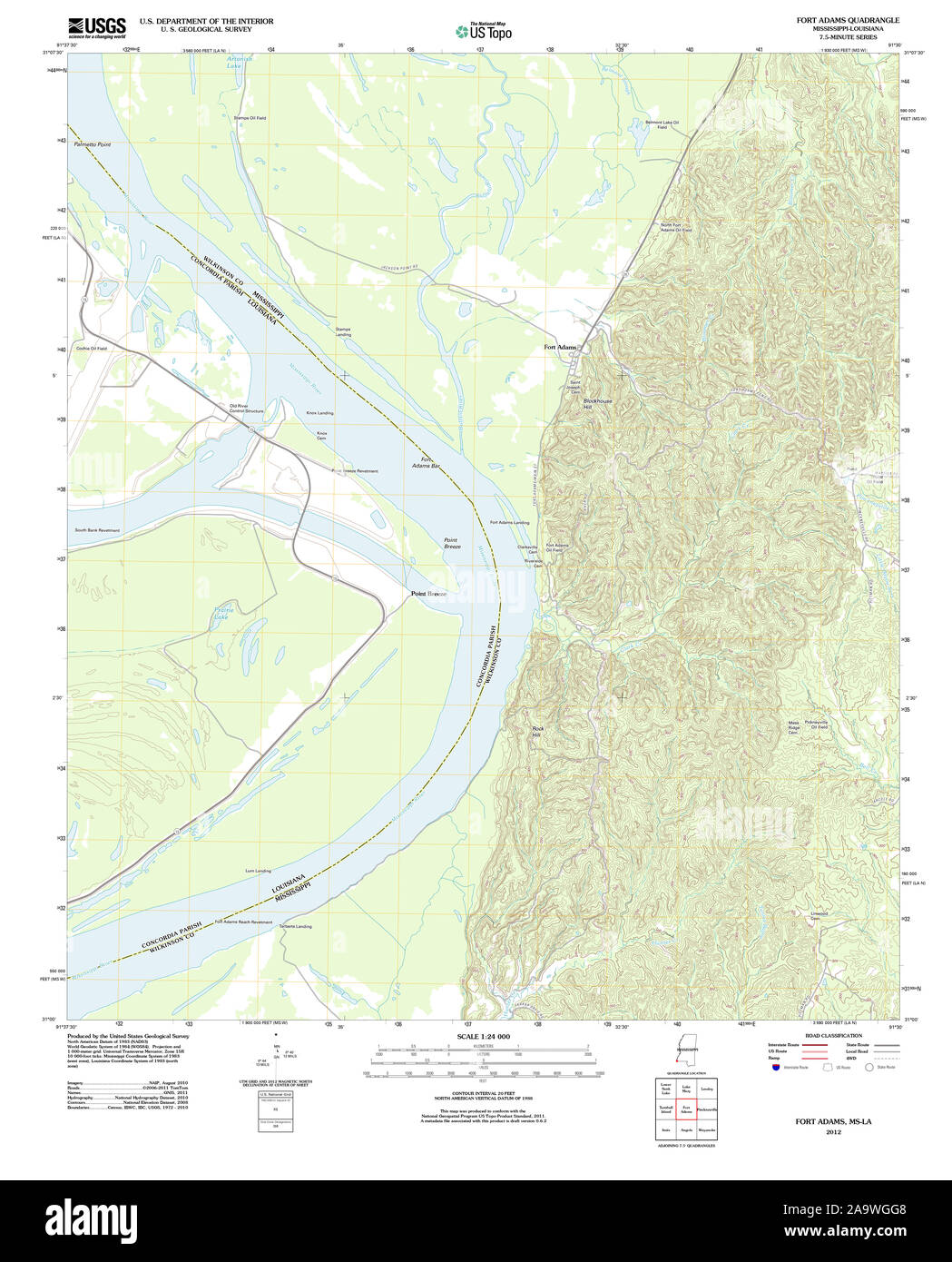 Adams mississippi map hi-res stock photography and images - Alamy