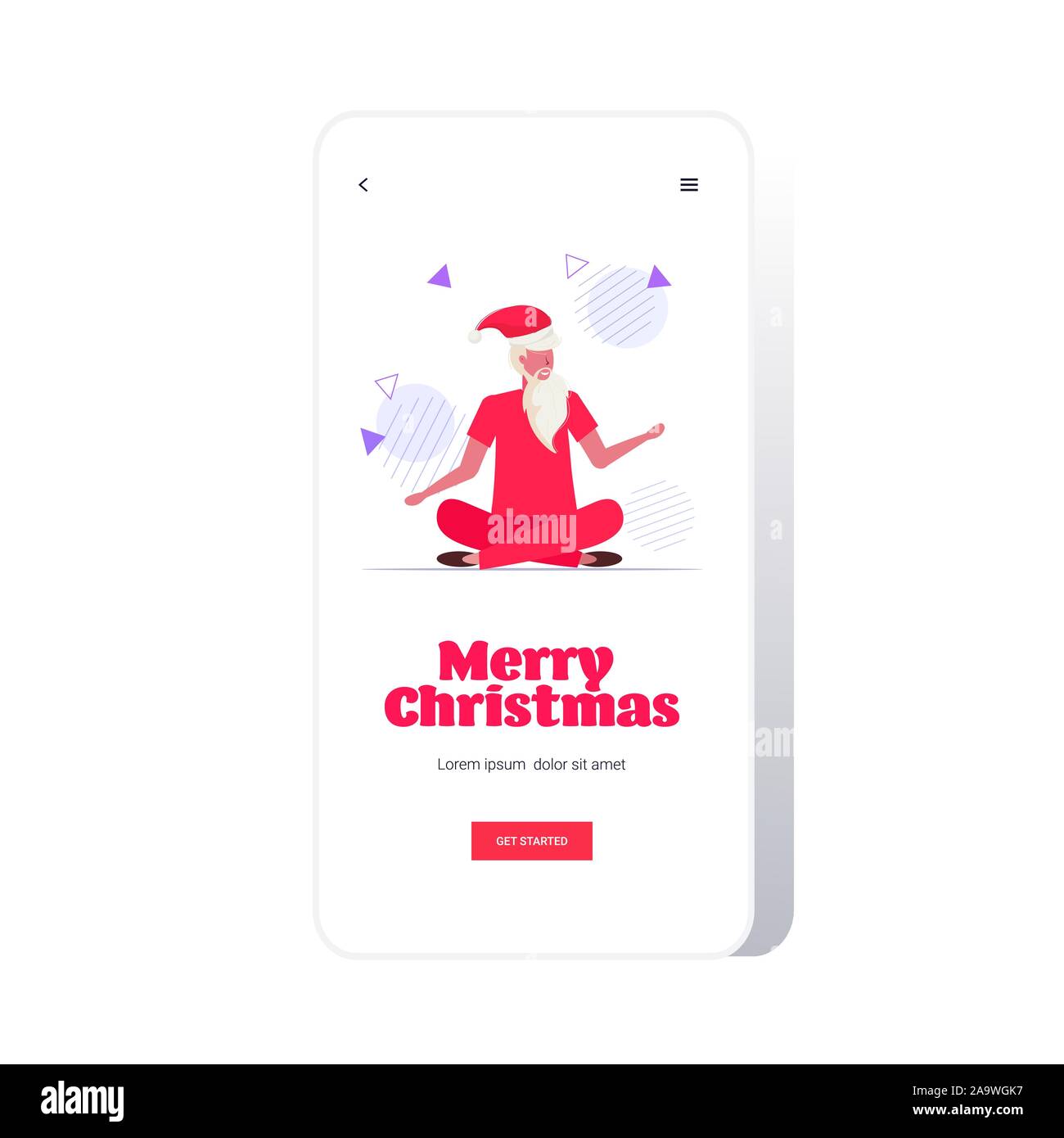 santa claus sitting lotus pose doing stretching exercises bearded man ...