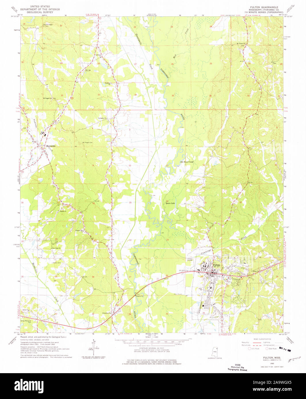 Map of fulton mississippi Cut Out Stock Images & Pictures - Alamy
