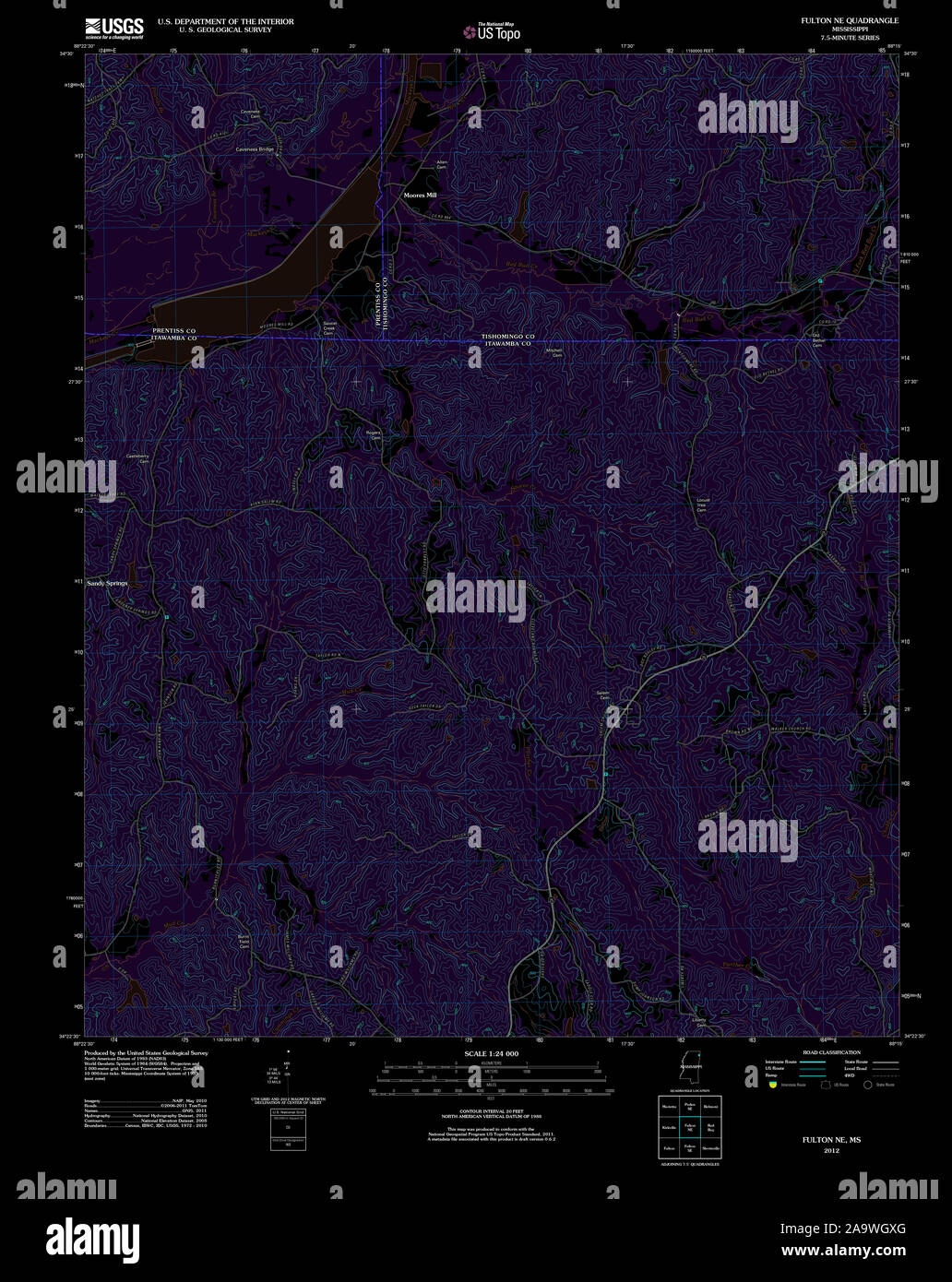 Fulton mississippi map hi-res stock photography and images - Alamy