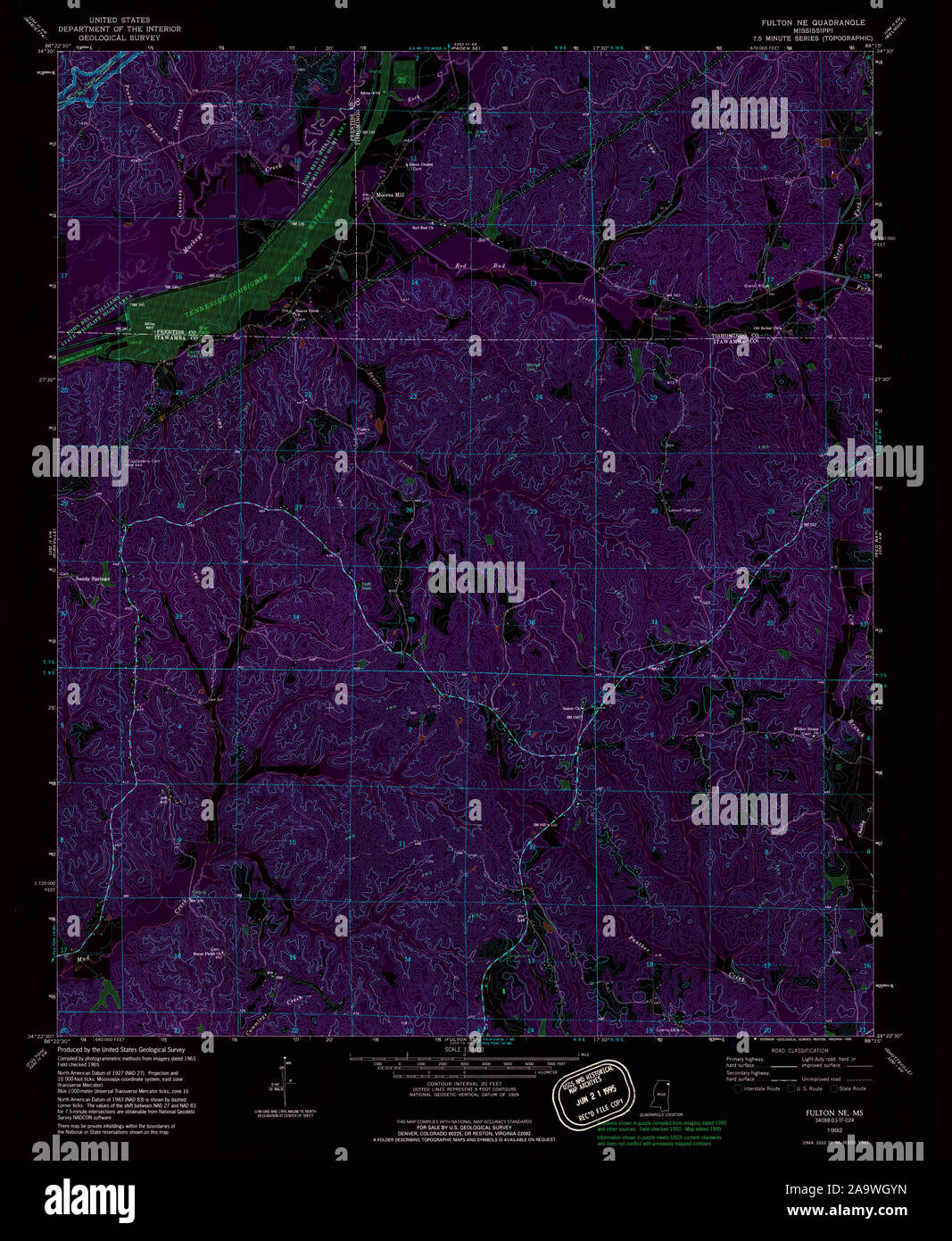 Fulton mississippi map hi-res stock photography and images - Alamy