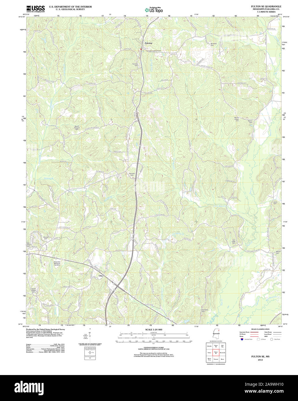 Map of fulton mississippi Cut Out Stock Images & Pictures - Alamy