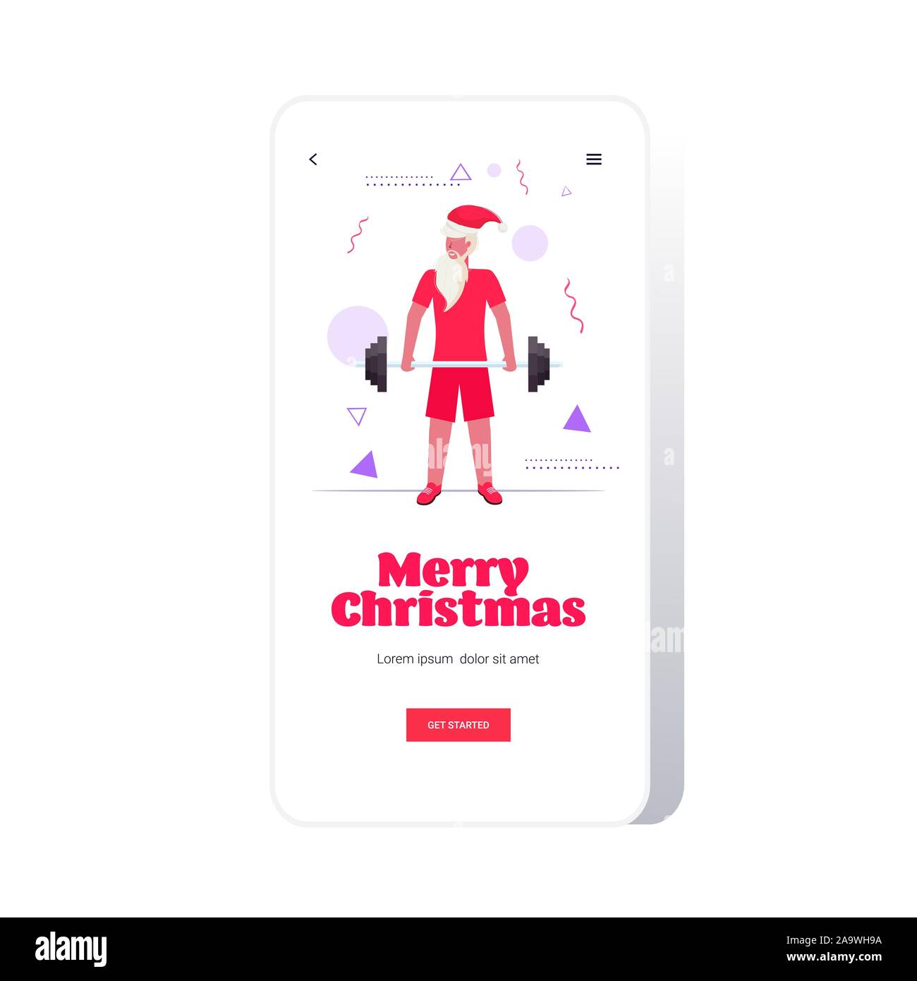 santa claus lifting barbell bearded man training workout healthy ...