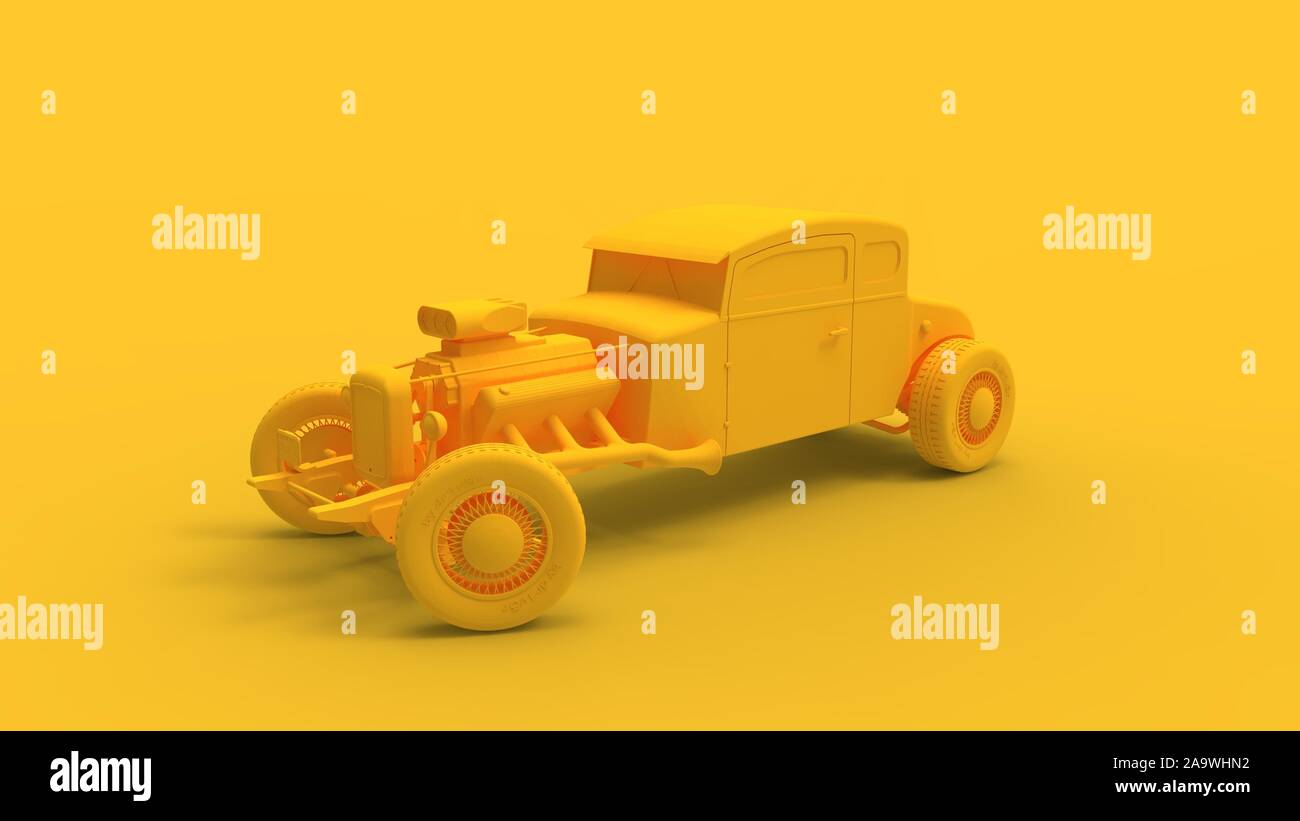 3d rendering of a hot rod isolated in a colored studio background Stock ...