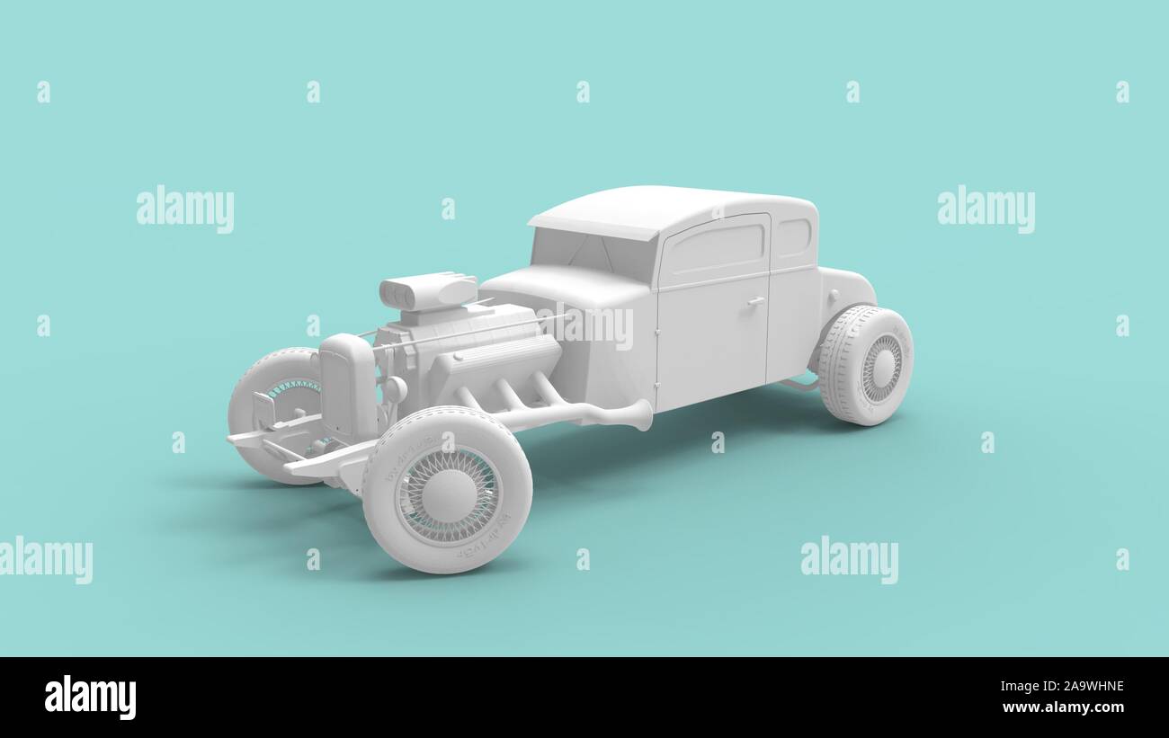 3d rendering of a hot rod isolated in a colored studio background Stock ...