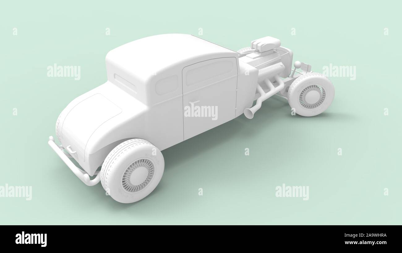 3d rendering of a hot rod isolated in a colored studio background Stock ...