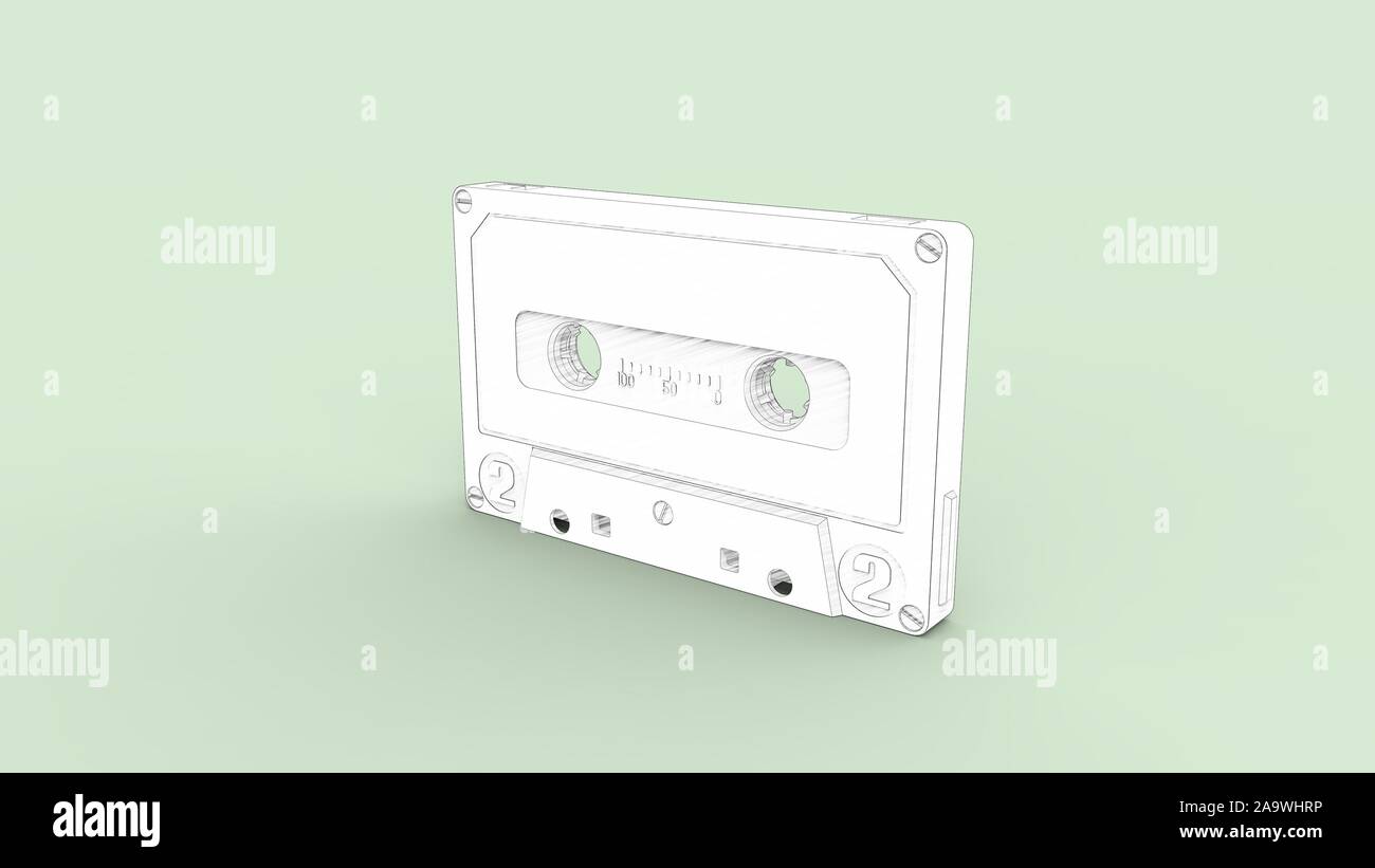 3d rendering of a vintage cassette isolated in studio background Stock ...
