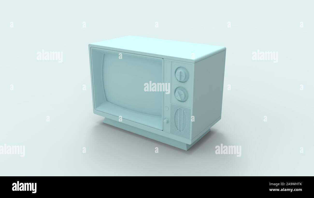3d rendering of a retro television isolated in a studio background ...