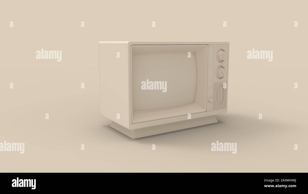 3d rendering of a retro television isolated in a studio background ...