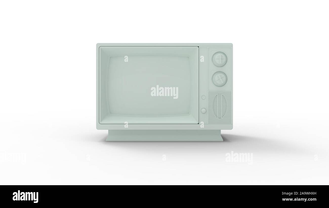 3d rendering of a retro television isolated in a studio background ...