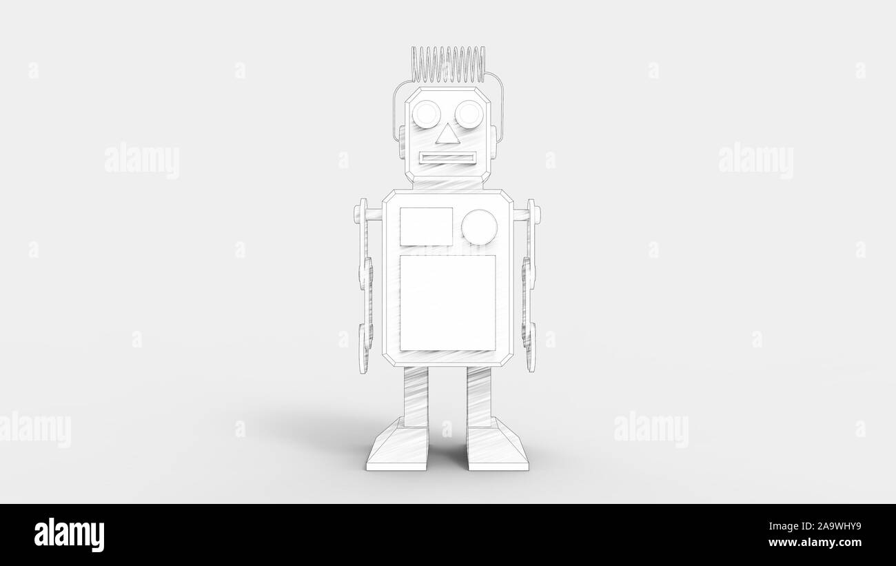 3d rendering of a cute robot isolated in a studio background Stock ...