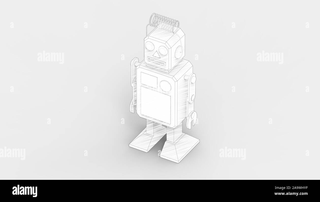 3d rendering of a cute robot isolated in a studio background Stock ...