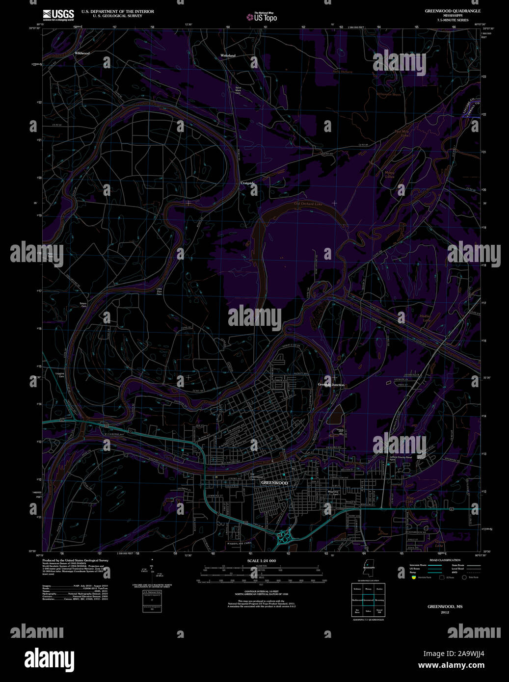 Map of greenwood mississippi hi-res stock photography and images - Alamy
