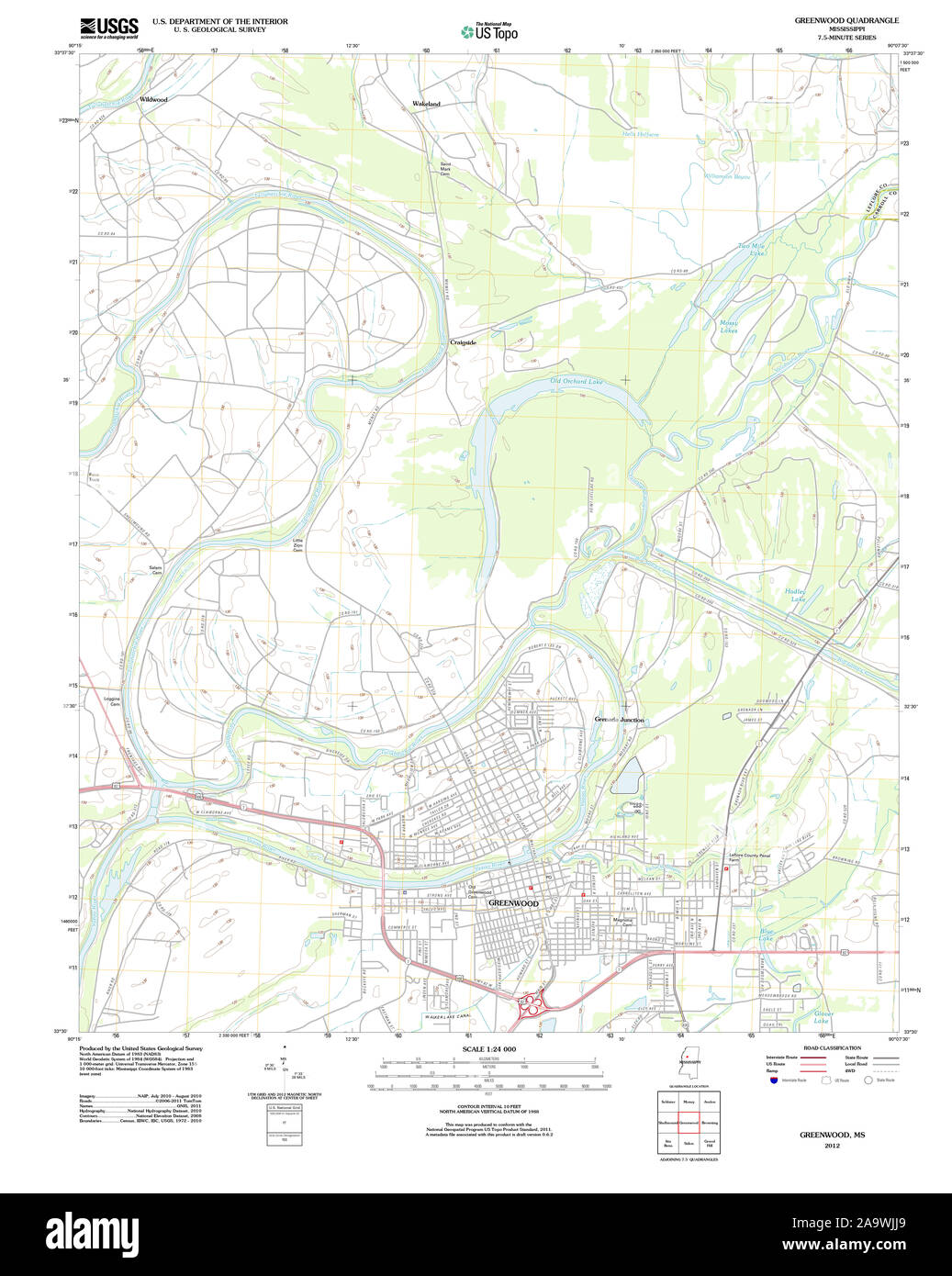 Map of greenwood mississippi hi-res stock photography and images - Alamy