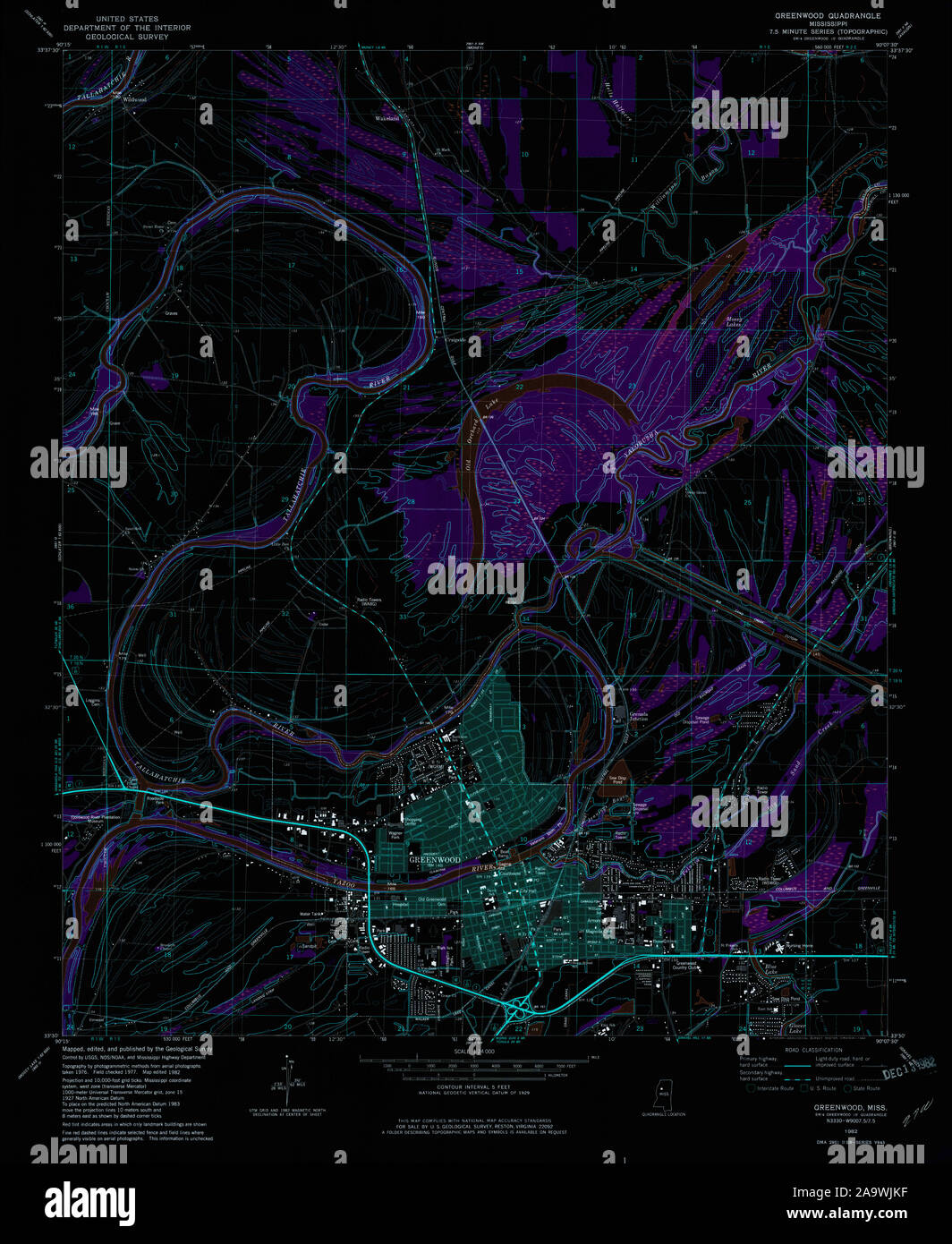 Map of greenwood mississippi hi-res stock photography and images - Alamy