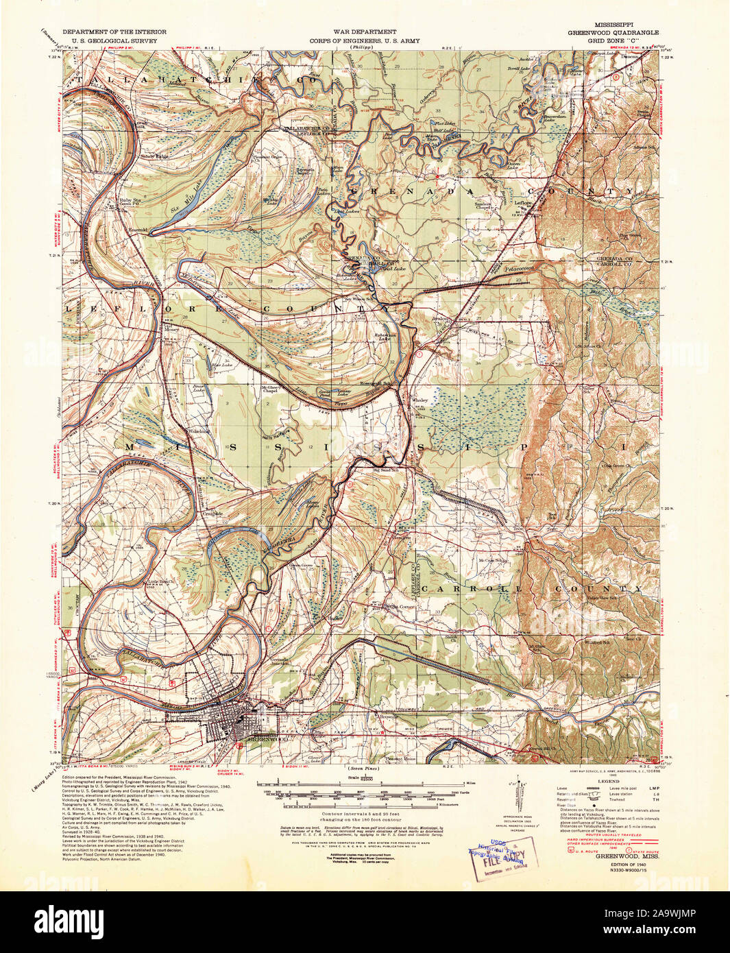 Map of greenwood mississippi hi-res stock photography and images - Alamy