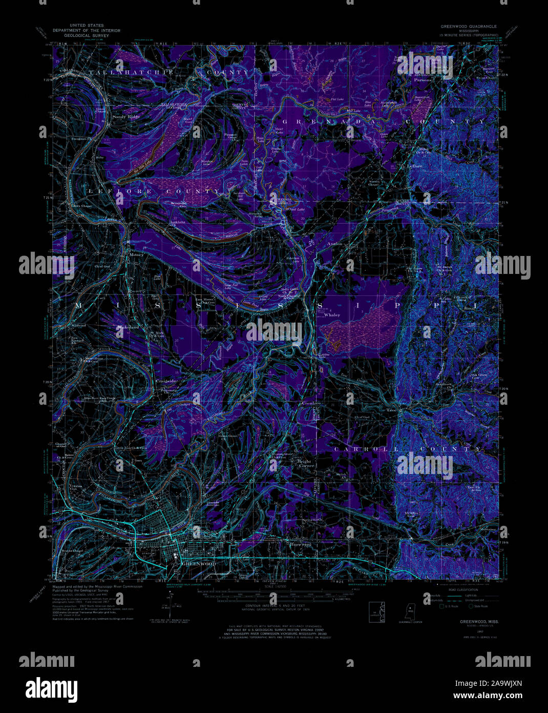 Map of greenwood mississippi hi-res stock photography and images - Alamy
