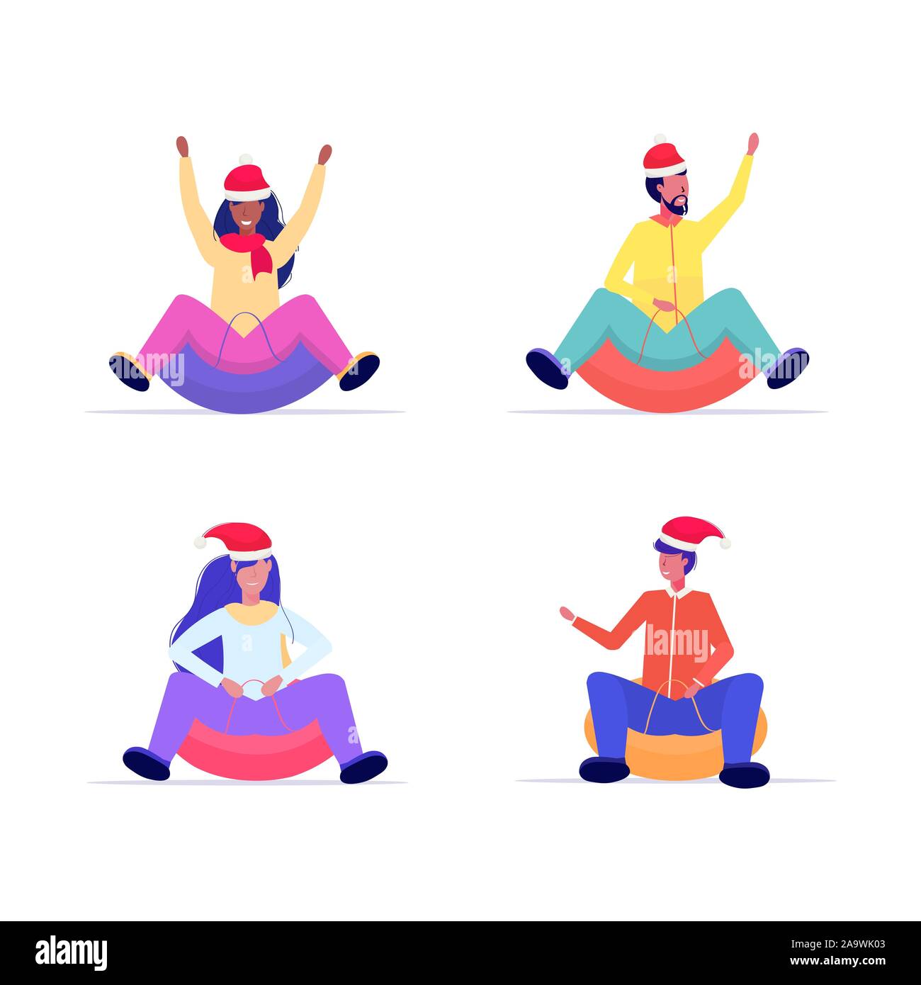 Women snow tubing Stock Vector Images - Alamy