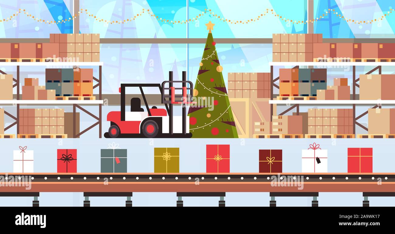 gift present boxes factory on conveyor belt production process modern ...