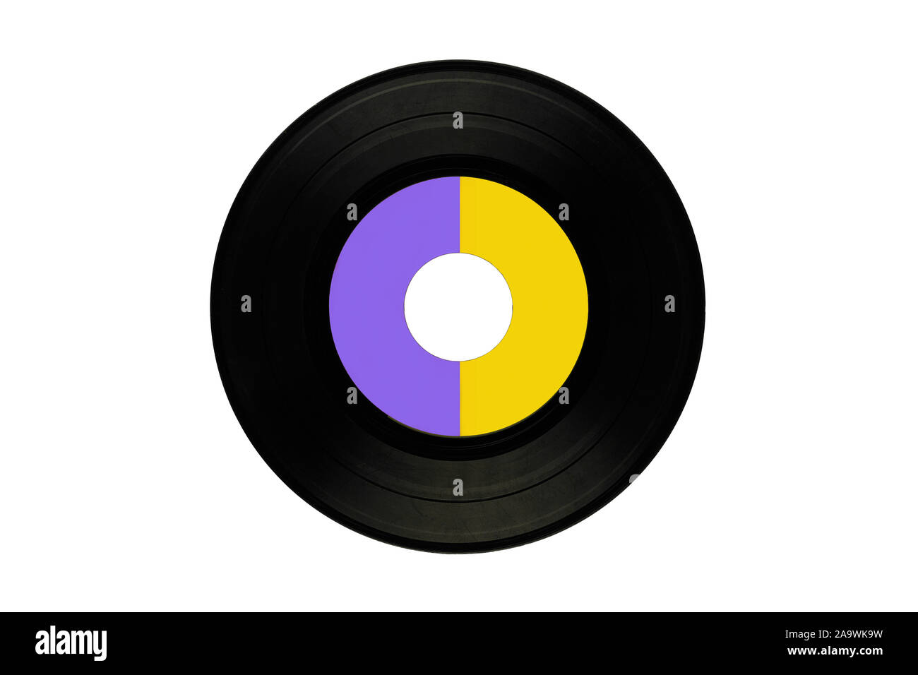 Vinyl record with colorful label on isolated white background Stock ...