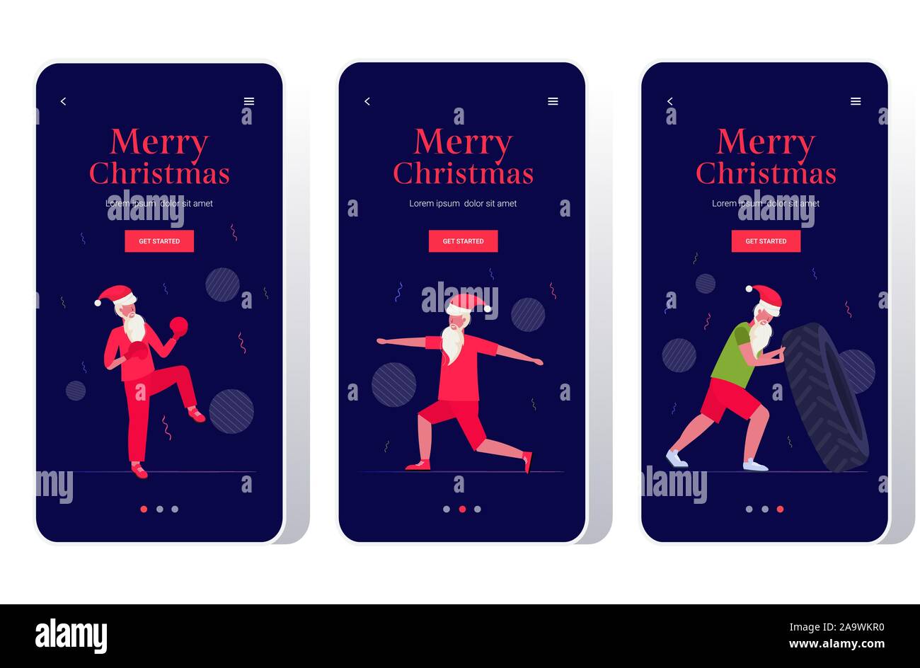 santa claus doing physical exercises bearded man training workout ...