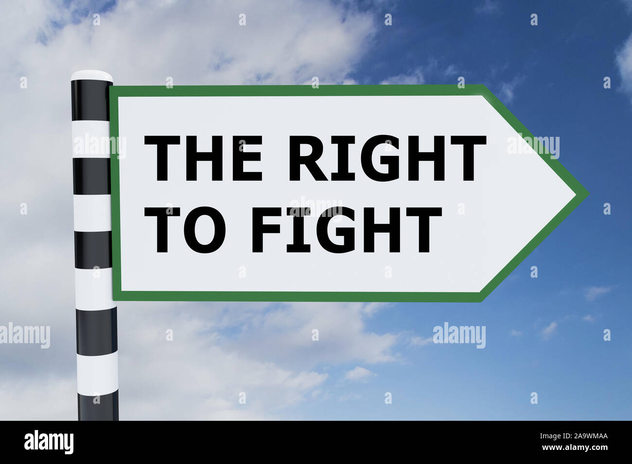 3D illustration of THE RIGHT TO FIGHT script on road sign Stock Photo ...