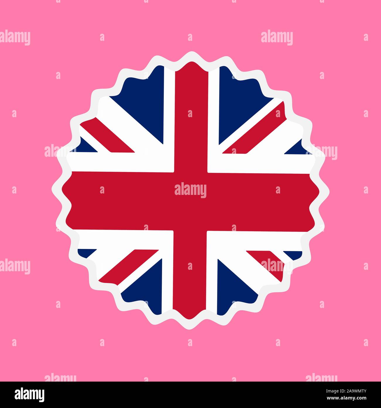 United kingdom flat with round wavy badge for your postage stamp design ...