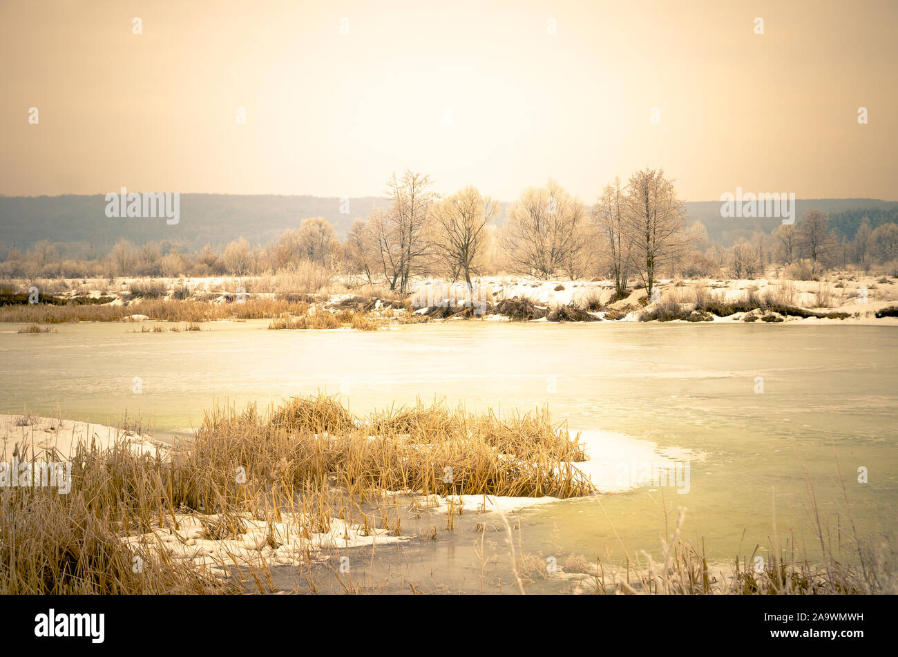 Countryside landscape nature scenery scenic tranquil cold frozen icy ...