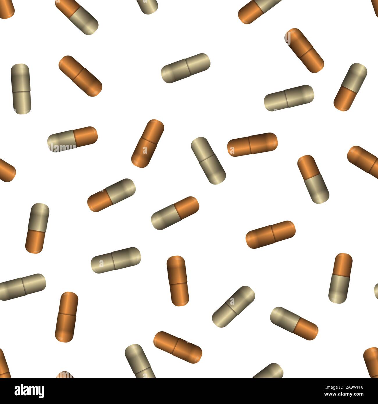 Pill capsules. Vector illustration. Medicament tablet. Seamless pattern ...