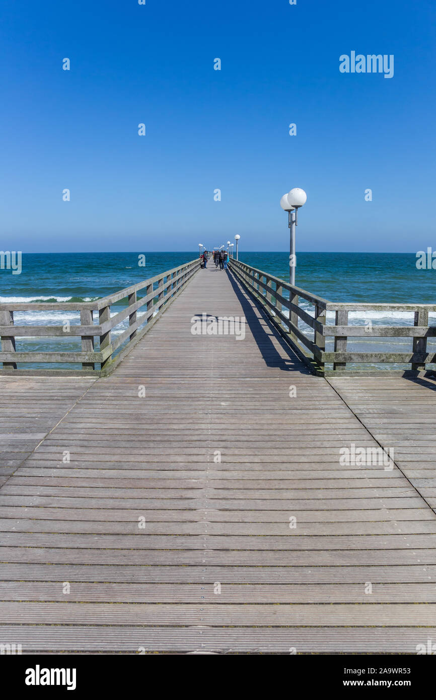 Wooden sea bridge Seebrucke in Binz on Rugen Island, Germany Stock ...