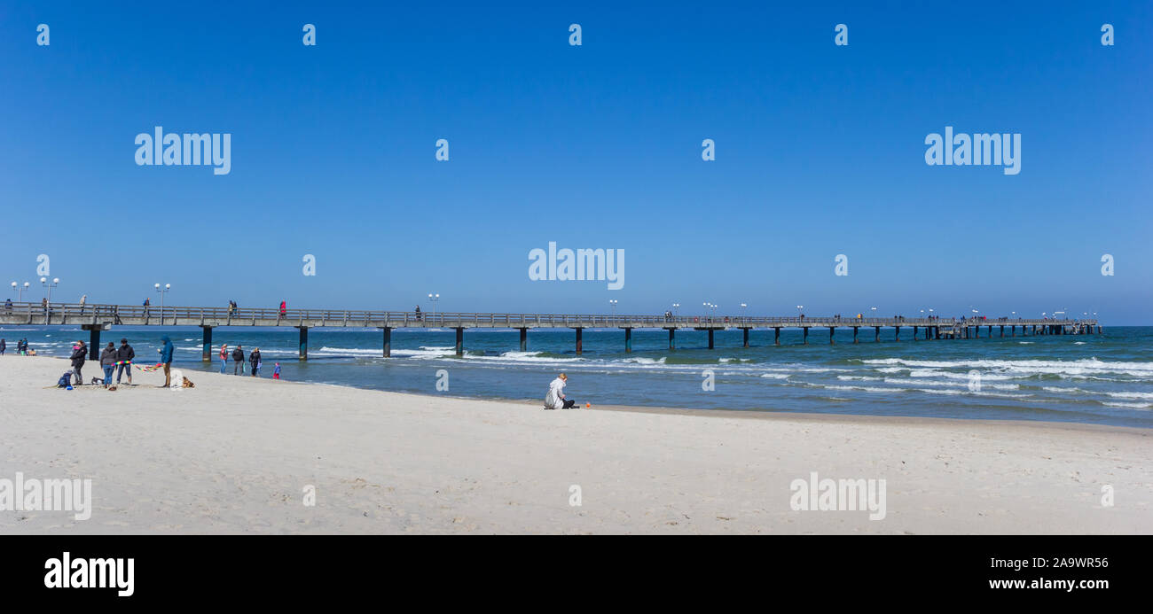 Panorama of the sea bridge in Binz on Rugen island, Germany Stock Photo ...