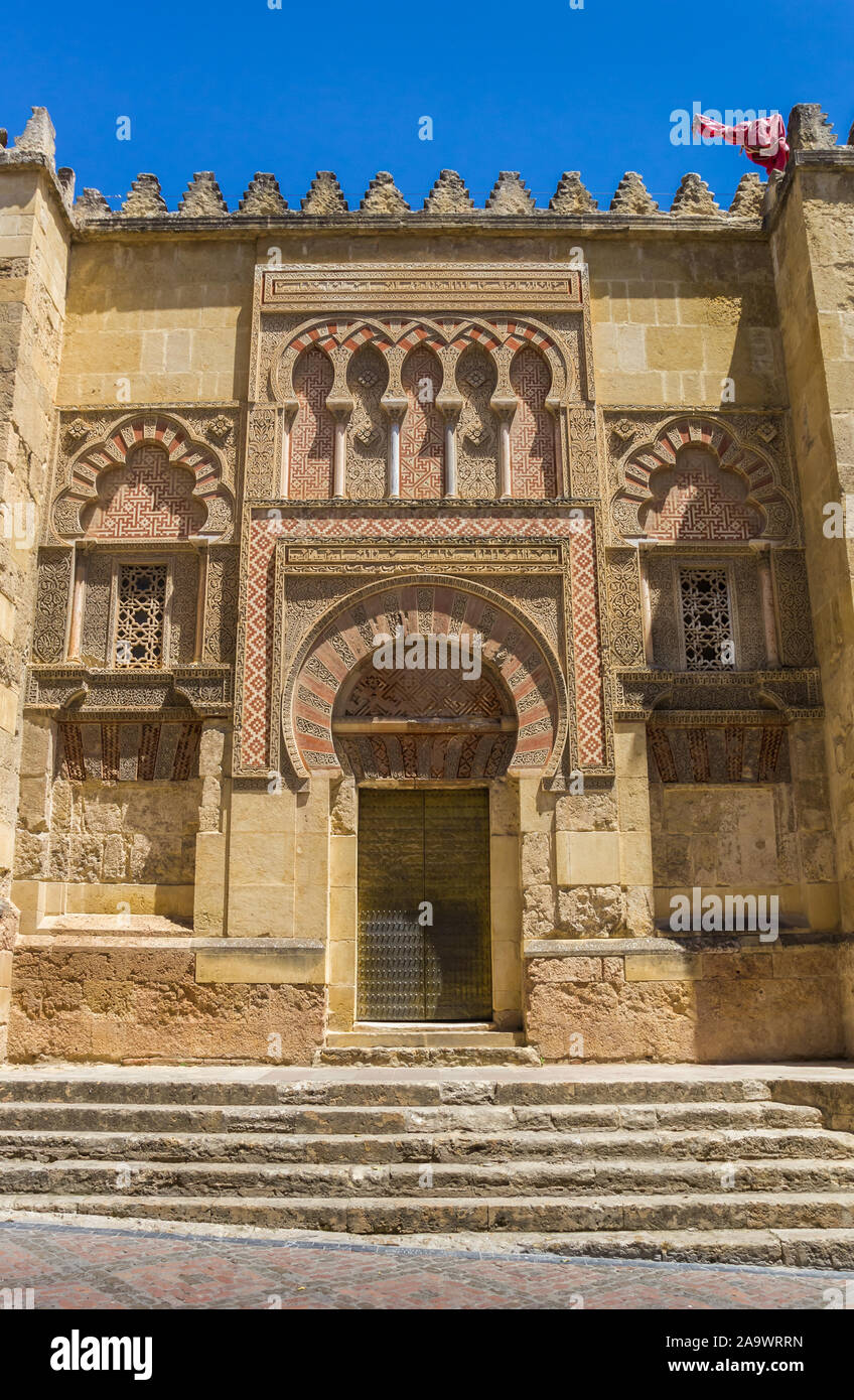 Decorated door and wall of the mosque cathedral in Cordoba, Spain Stock ...