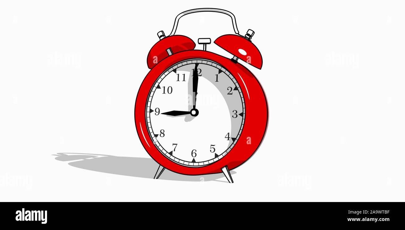 Retro vintage alarm clock isolated on white background, pop art ...