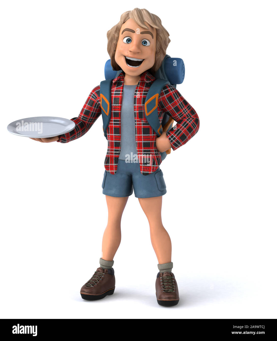 Fun backpacker cartoon guy Stock Photo - Alamy