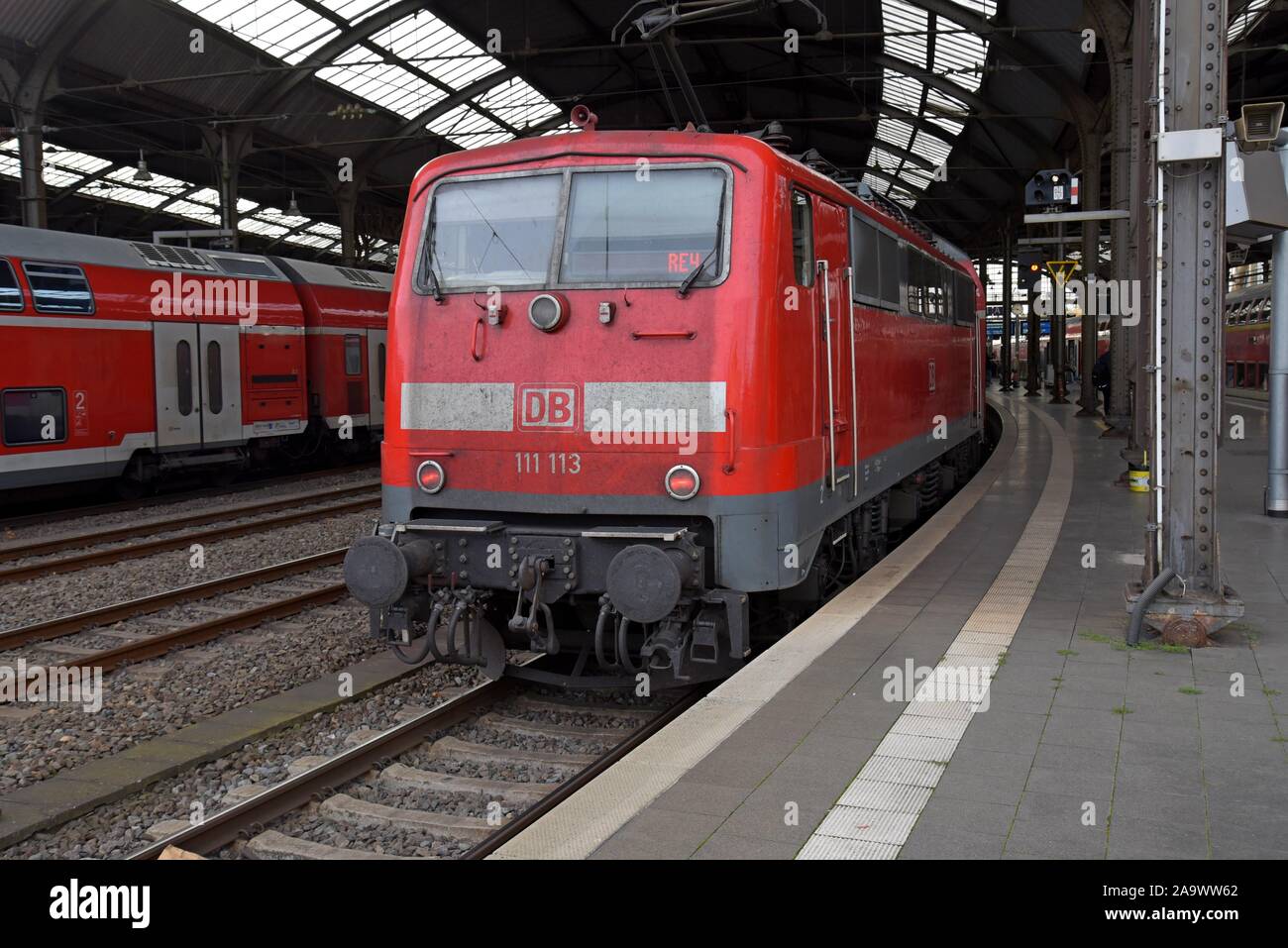 A Deutsche Bahn electric locomotibve on a Regio regional Express ...