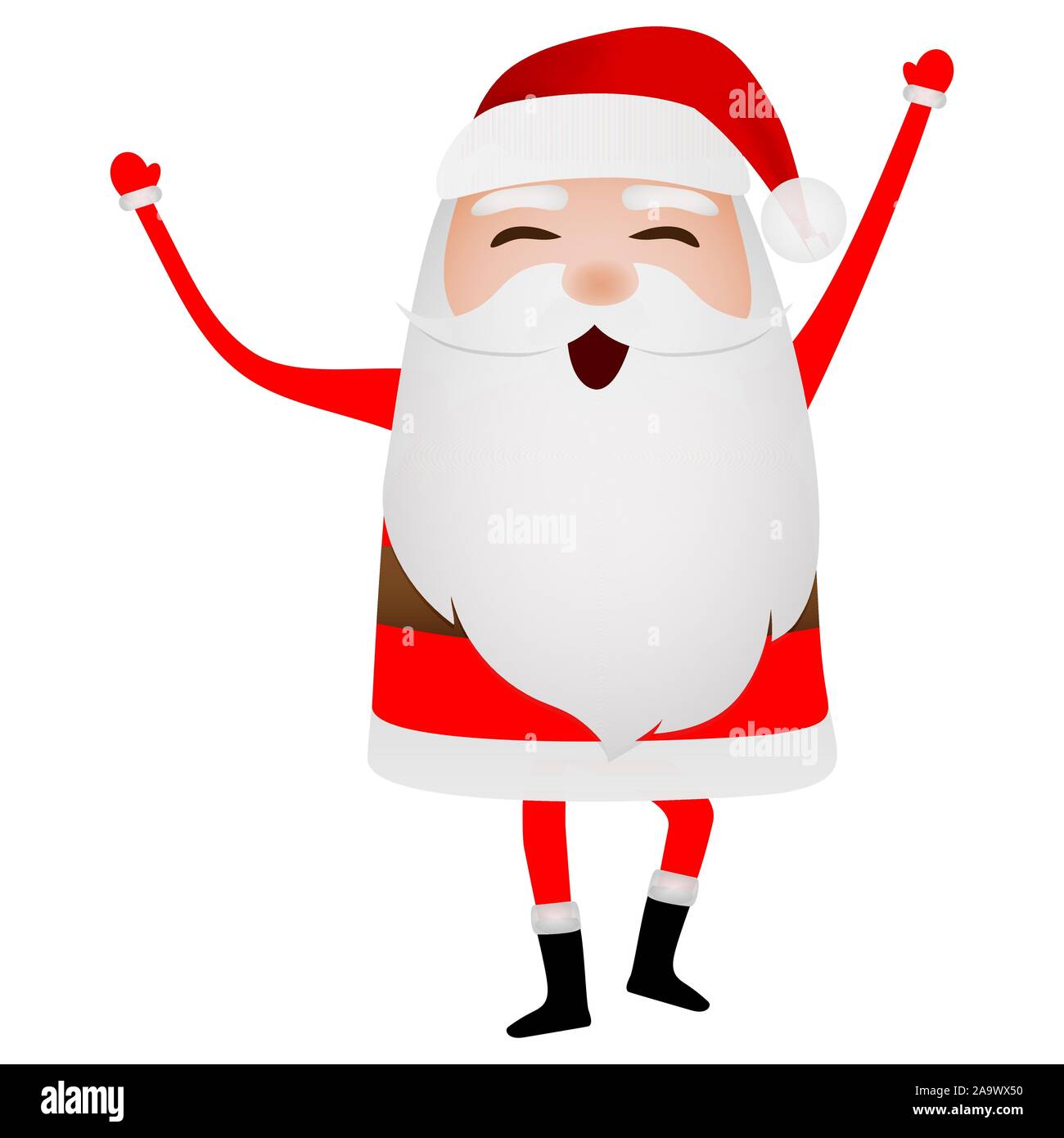 Cartoon funny santa claus waving hand isolated on white Stock Vector ...