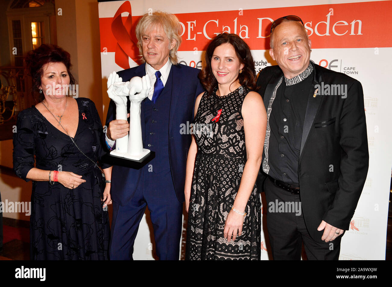 Dresden, Deutschland. 16th Nov, 2019. Viola Klein, Bob Geldof, Annett Hofmann and Stefan Hippler ...