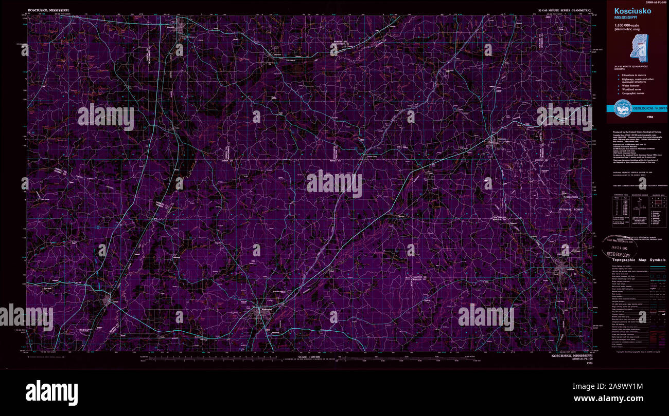 Map of kosciusko mississippi hi-res stock photography and images - Alamy