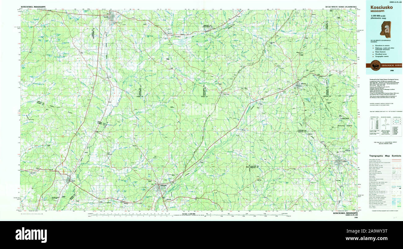 Map of kosciusko mississippi hi-res stock photography and images - Alamy