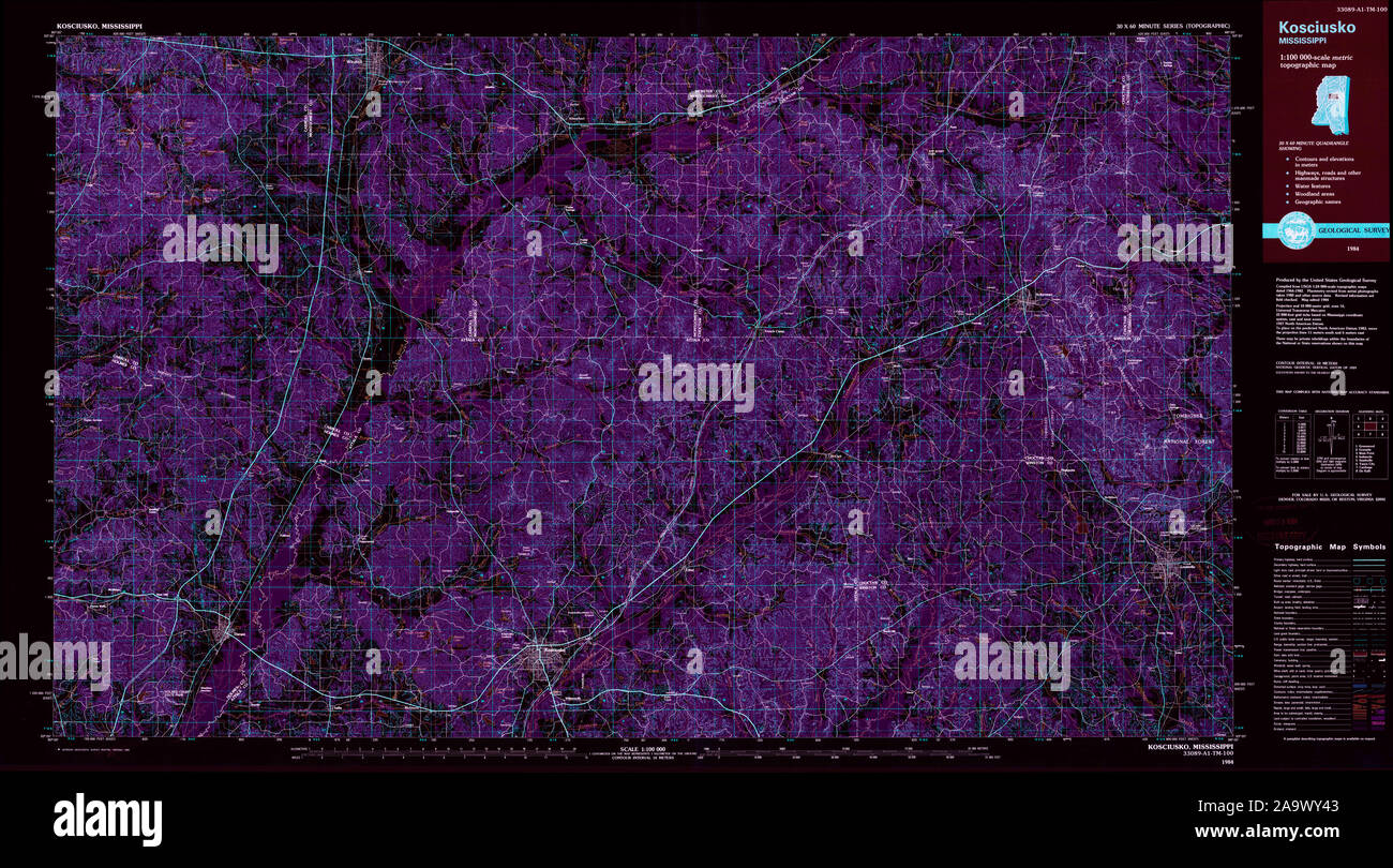 Kosciusko mississippi map hi-res stock photography and images - Alamy