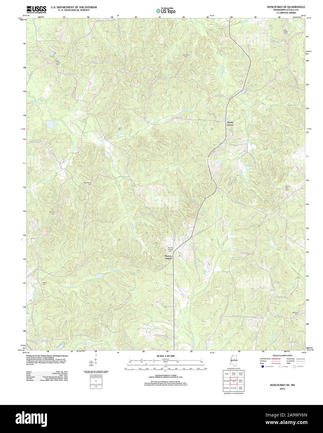 Map of kosciusko mississippi Cut Out Stock Images & Pictures - Alamy