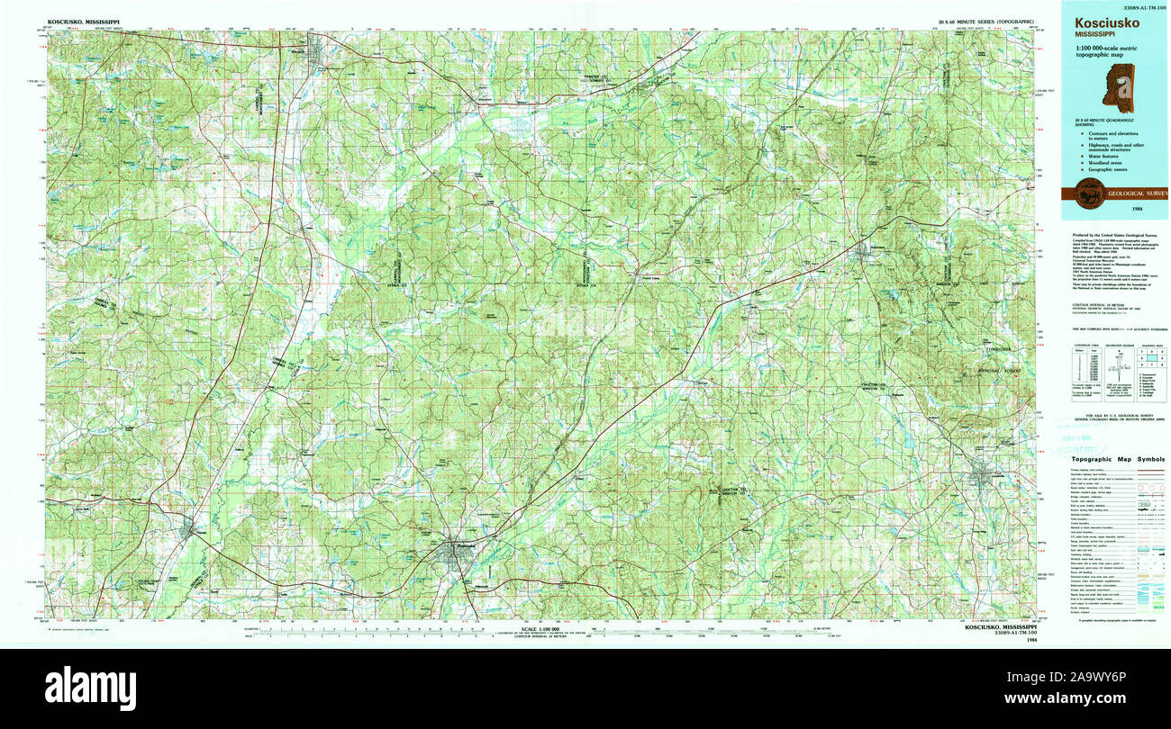 Kosciusko mississippi map hi-res stock photography and images - Alamy