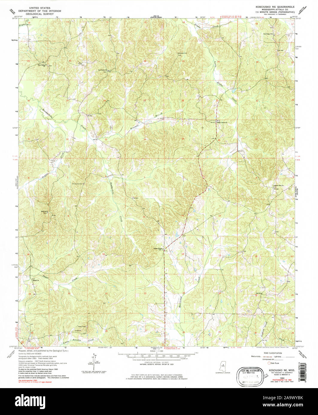 Map of kosciusko mississippi hi-res stock photography and images - Alamy