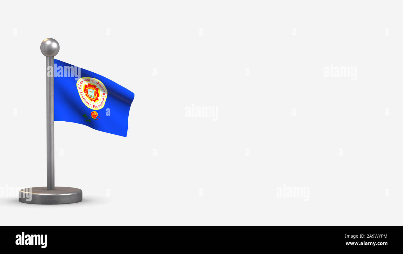 Lancaster Pennsylvania 3D waving flag illustration on a tiny metal ...