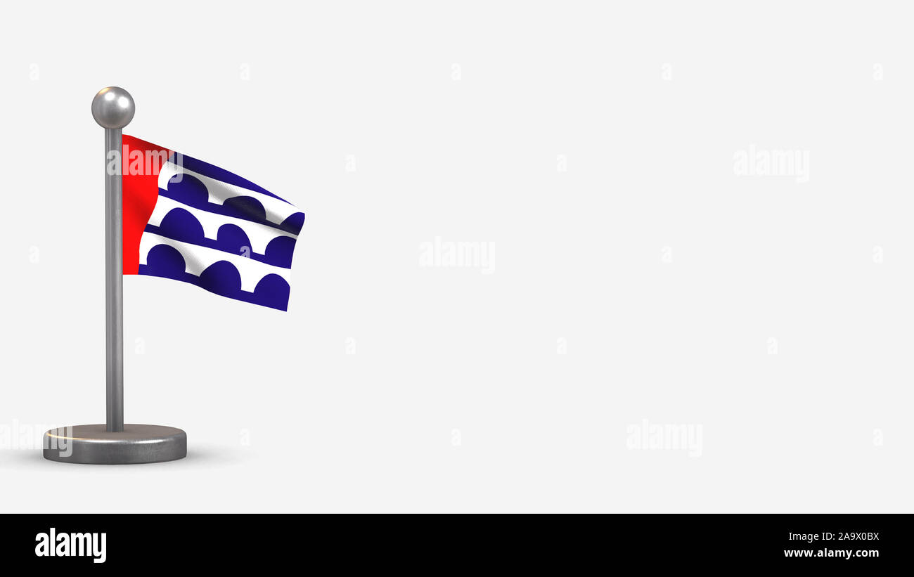 Des Moines 3D waving flag illustration on a tiny metal flagpole ...